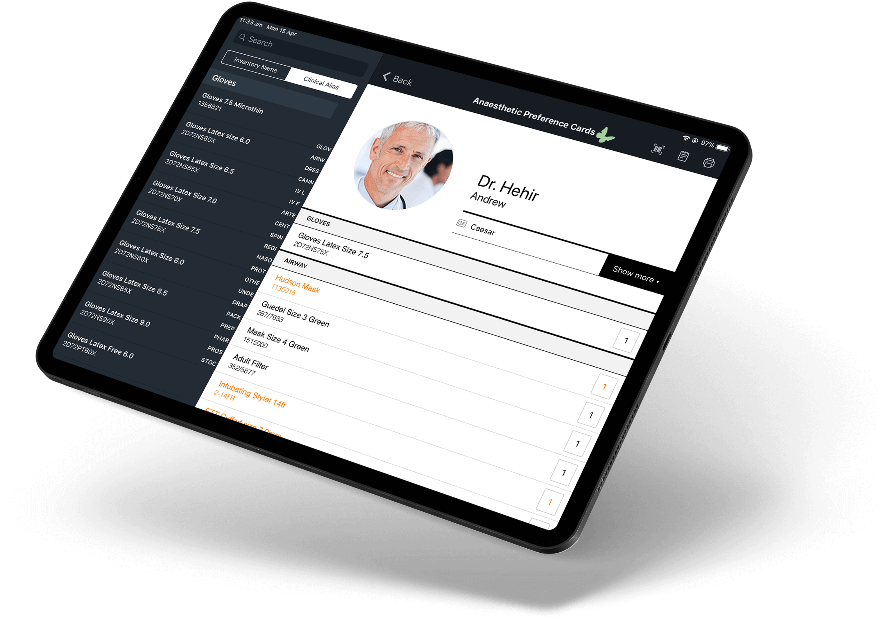 Build Anaesthetic Preference Cards as master files Manage all the ...